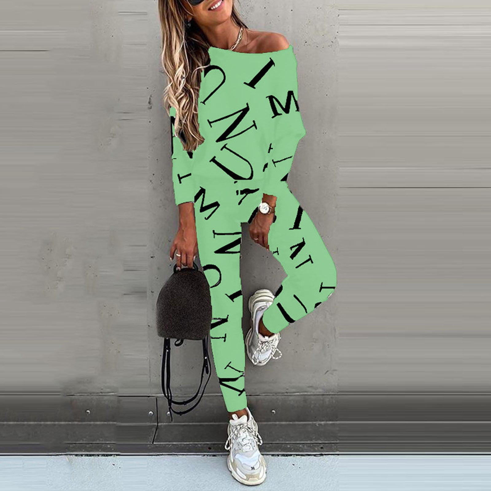 Lounge Sets for Women 2 Piece Off Shoulder Round Neck Fall Fashion 2023 ...