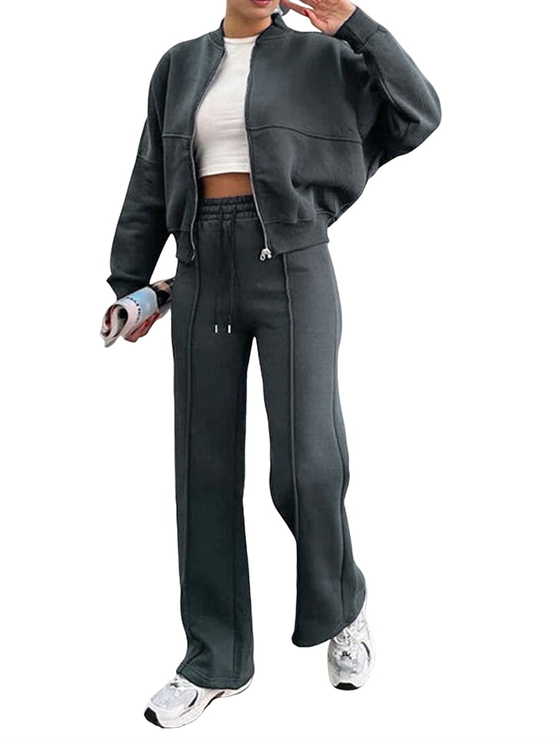 Lounge Sets for Women Sweatsuit 2 Piece Outfits Sweatshirt Wide Leg ...