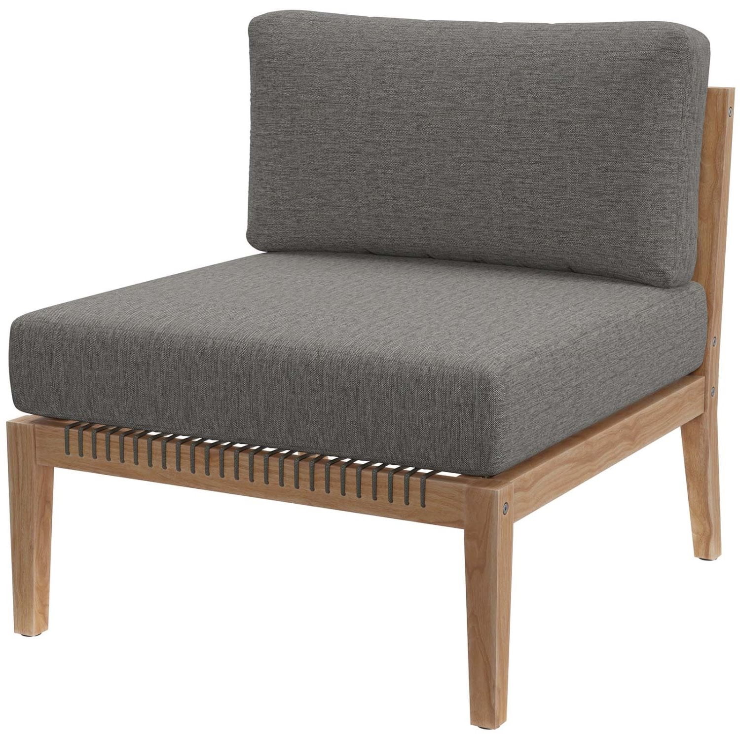 Lounge Sofa Middle Chair, Grey Gray Natural, Teak Wood, Outdoor Patio ...