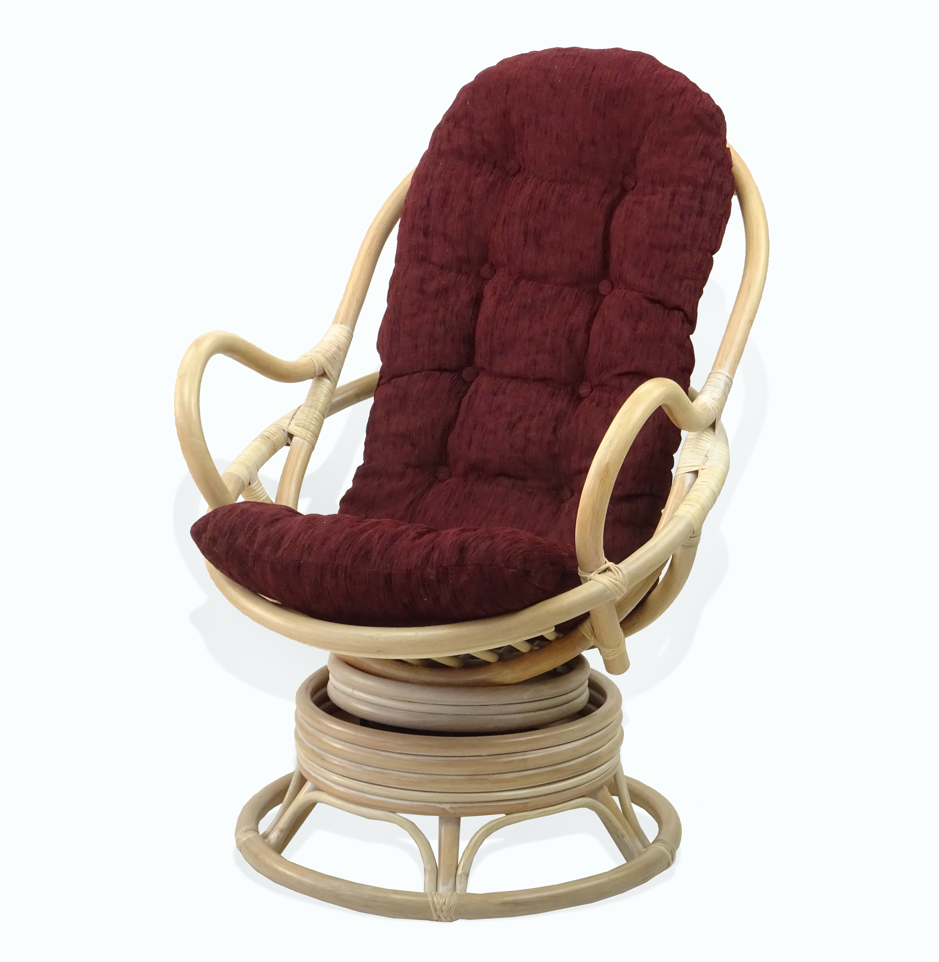 Lounge Swivel Rocking Java Chair Natural Rattan Wicker with Dark Brown ...