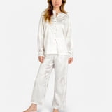 Lounge Women's Toile Print Button Up Pajama Set with Long Sleeve Top ...