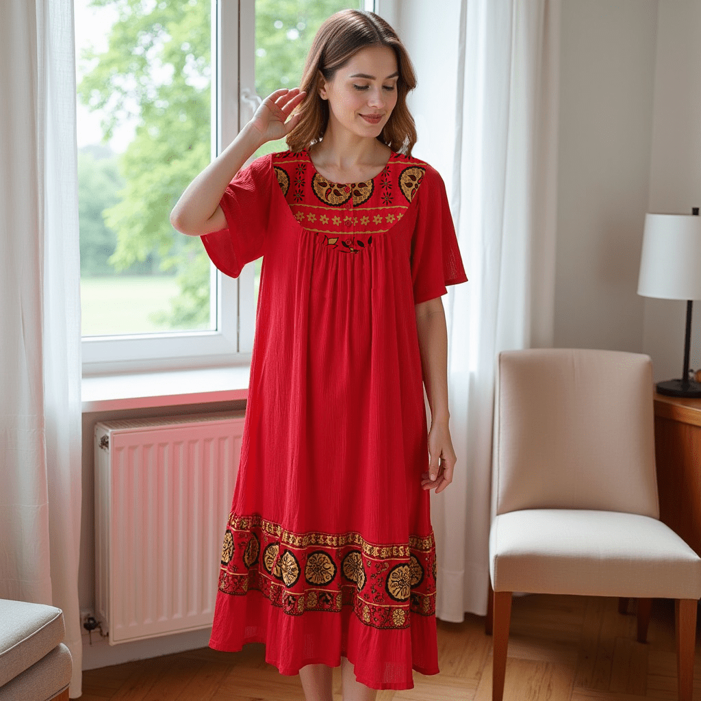 Loungees Women’s Lounge Dress - Boho Midi Muu Muu Dress with Printed ...
