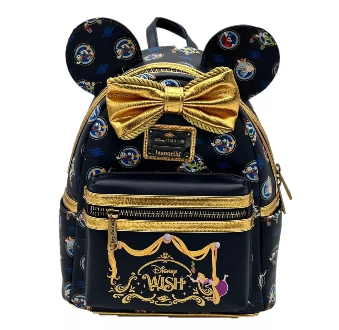 Loungefly Disney Cruise Line DCL Wish Backpack Bow Blue Gold Rapunzel ...