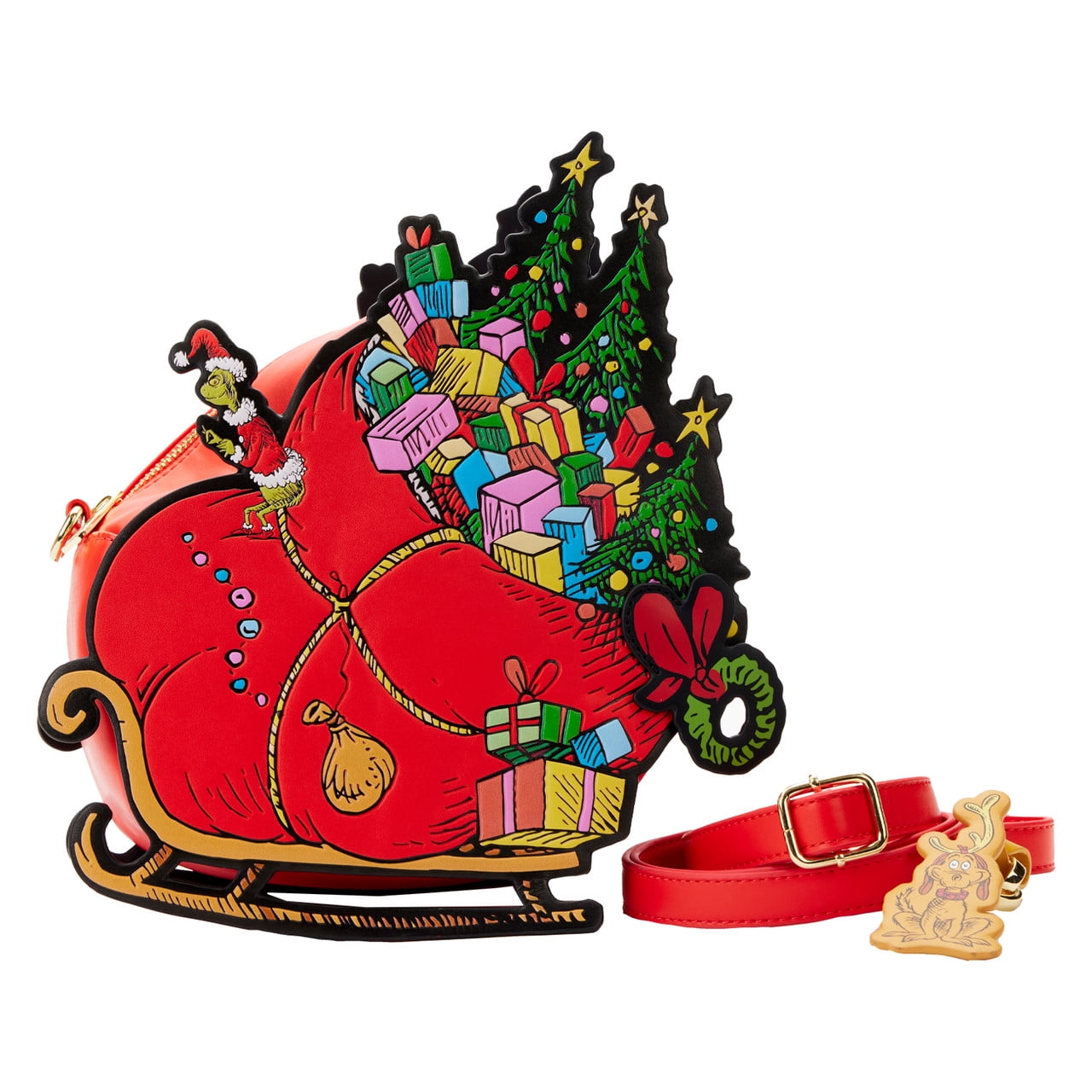 Loungefly Dr Seuss Grinch Sleigh Crossbody Purse Bag - Walmart.com
