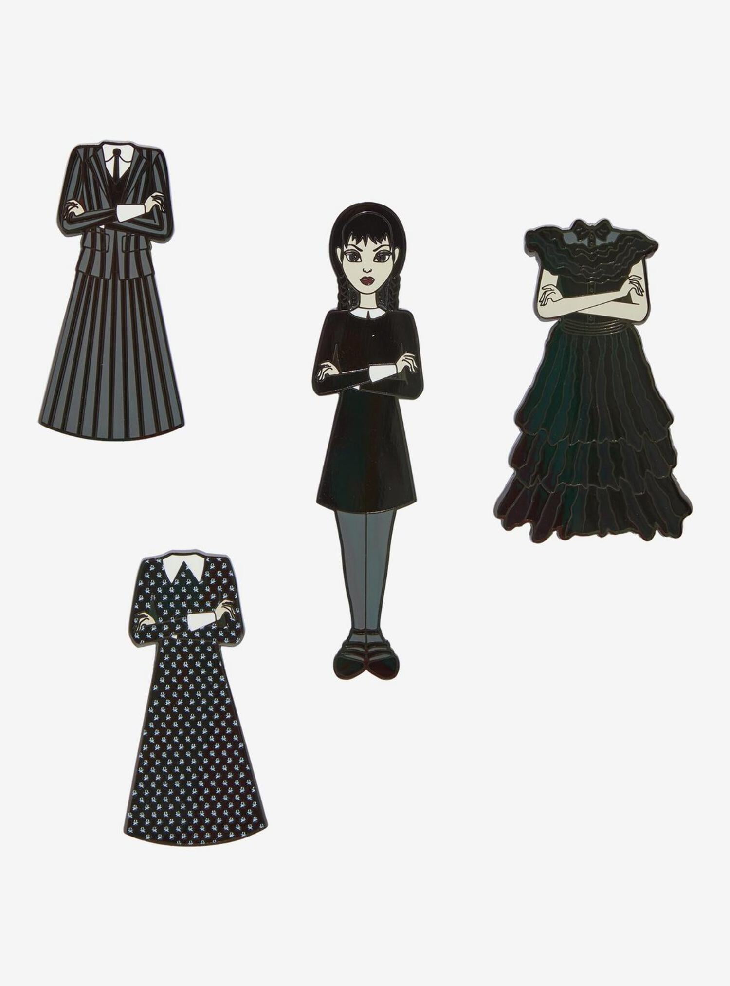 Loungefly Wednesday Addams Outfits Magnetic Paper Doll Pin Set ...