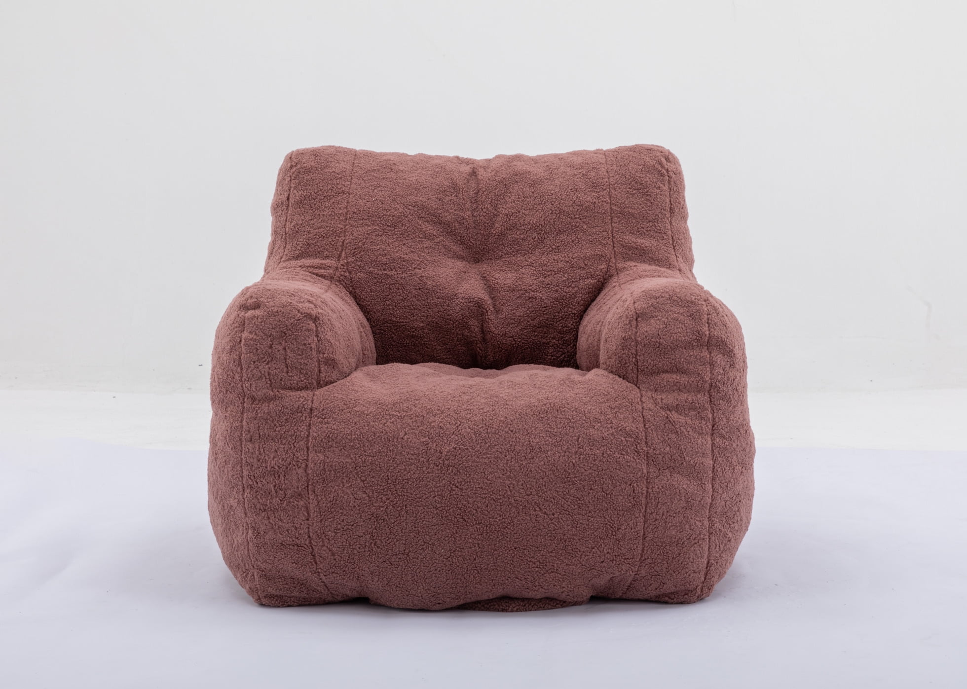 Lounger Bean Bag Chair with Backrest and Armrest, Teddy Fabric Tufted ...