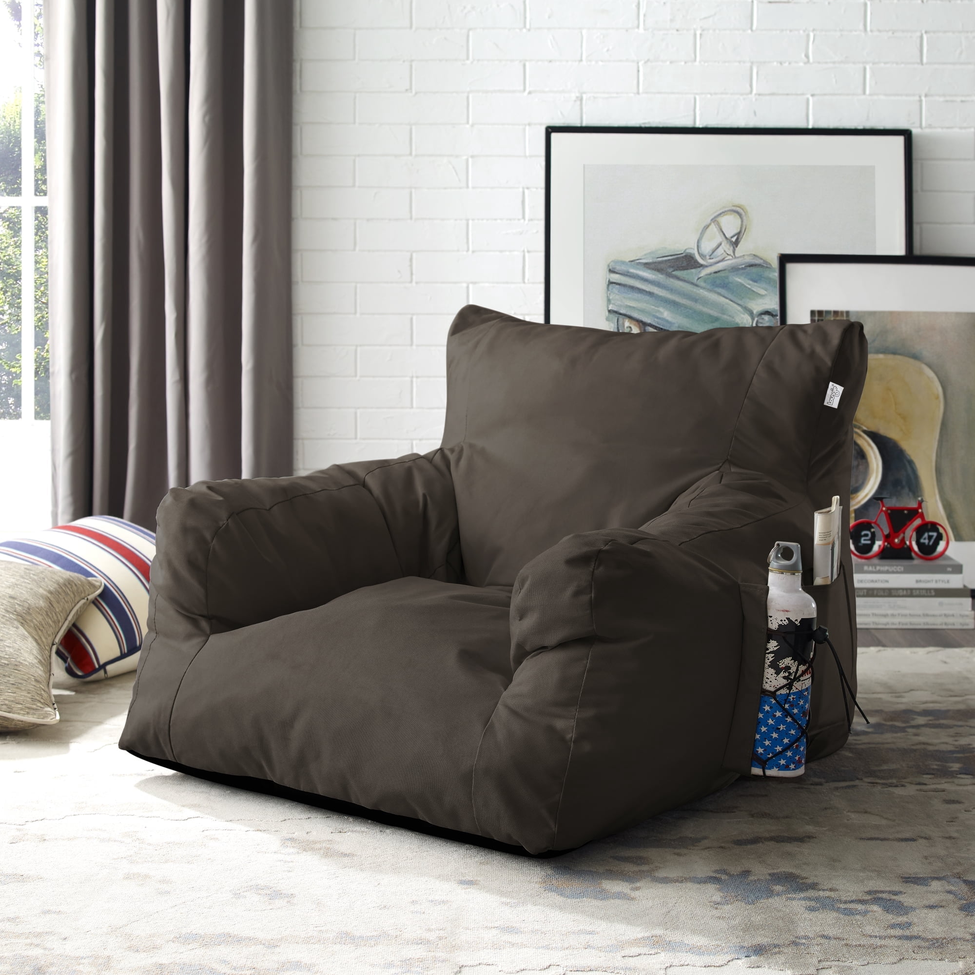 Loungie Comfy Brown Nylon Chair - Indoor/ Outdoor Water Resistant, Foam ...