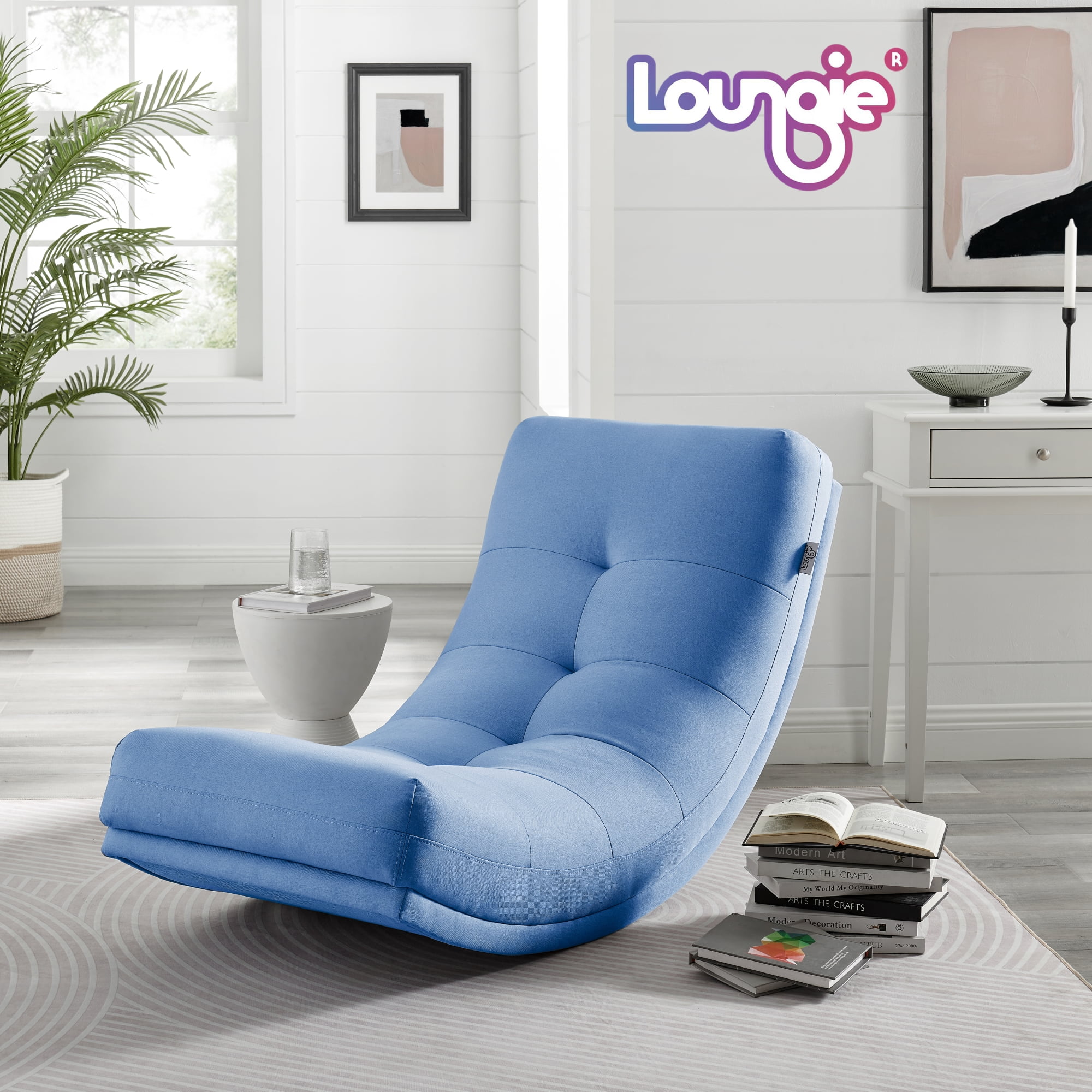 Loungie Hermione Linen Upholstered Gentle Rocking Chair with Padded ...