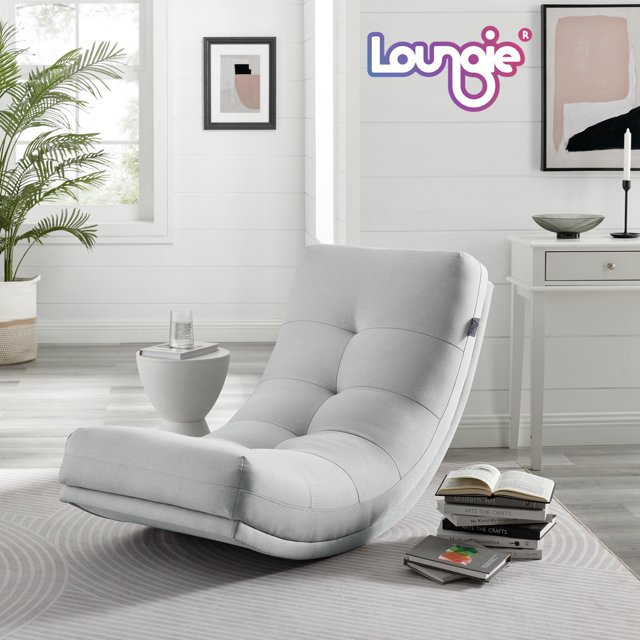 Loungie Hermione Linen Upholstered Gentle Rocking Chair with Padded ...