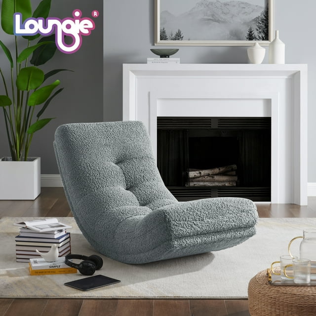 Loungie Hermione Sherpa Upholstered Gentle Rocking Chair with Padded ...