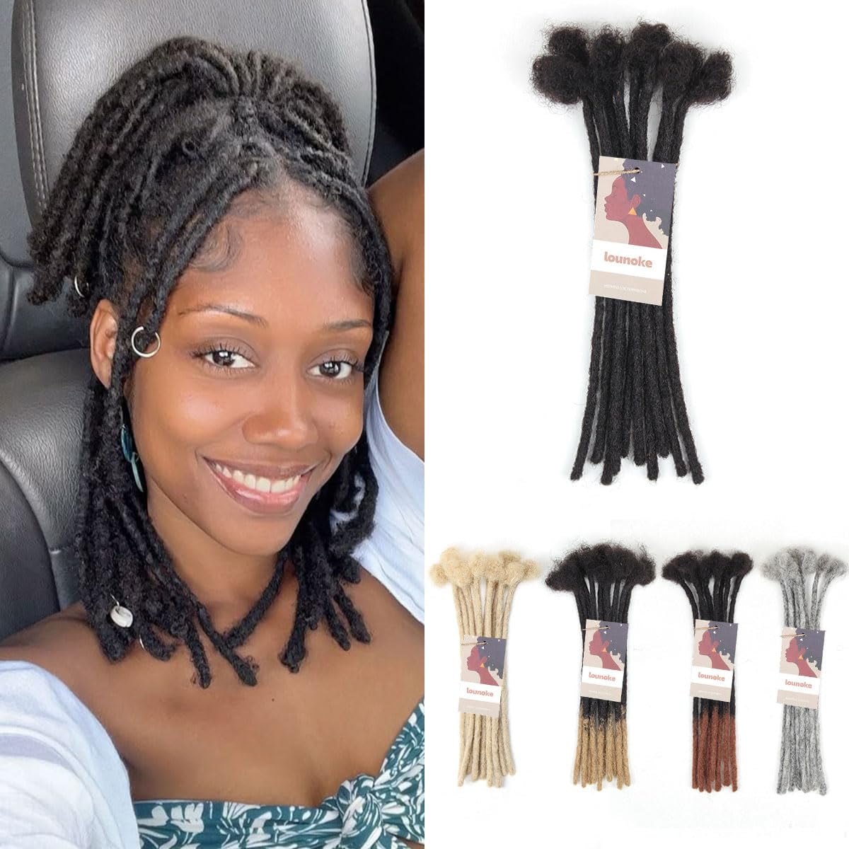 Lounoke 10 Inch 40 Strands Loc Extensions Human Hair, 0.6cm Pencle Size ...