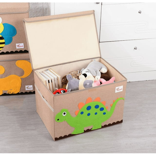 Lousen Toy Box for Kids Cartoon Toy Box Chest with Lid Collapsible ...