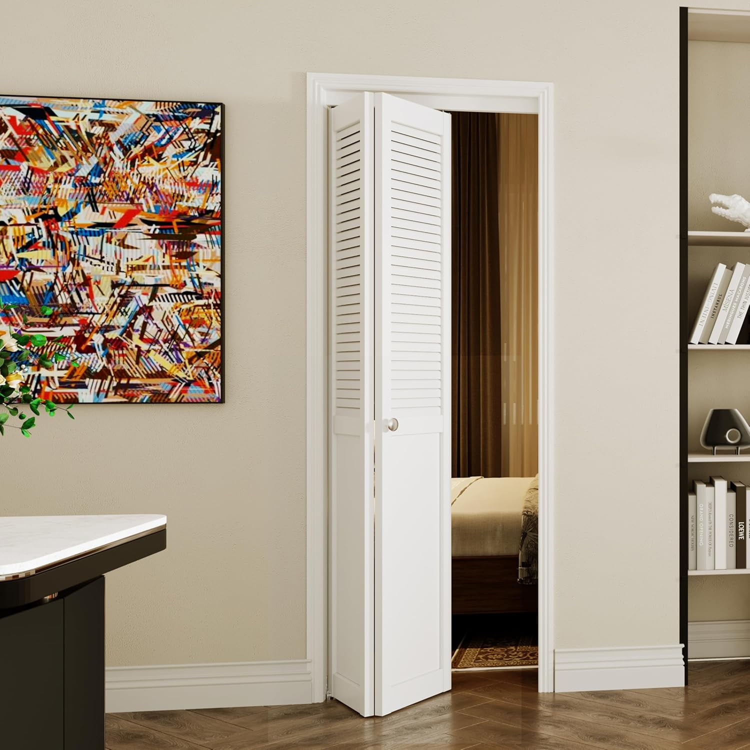 Louver Closet Door, Half-Panel Bi-Fold Doors for 28in×80in Opening ...