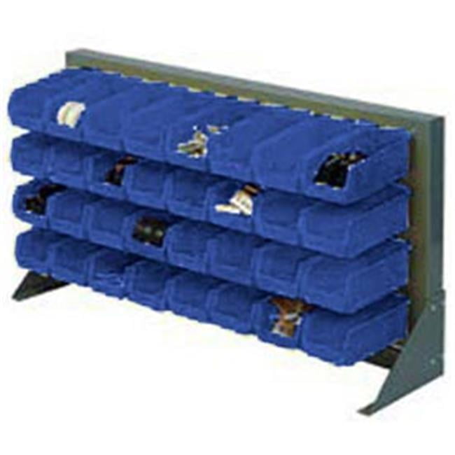 Louvered Bench Rack with 22 of Blue Stacking Akrobins - 36 x 20 in ...