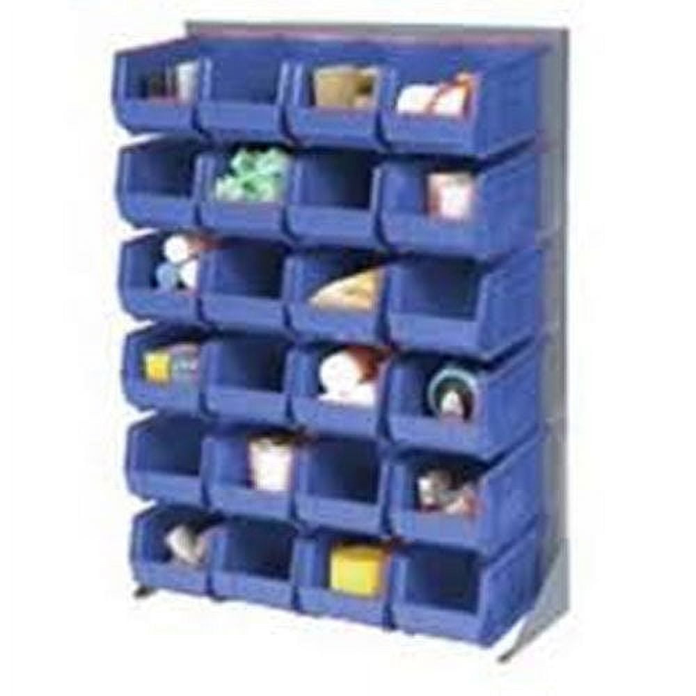Louvered Bin Rack With (24) Blue Stacking Bins, 35"W x 15"D x 50"H ...