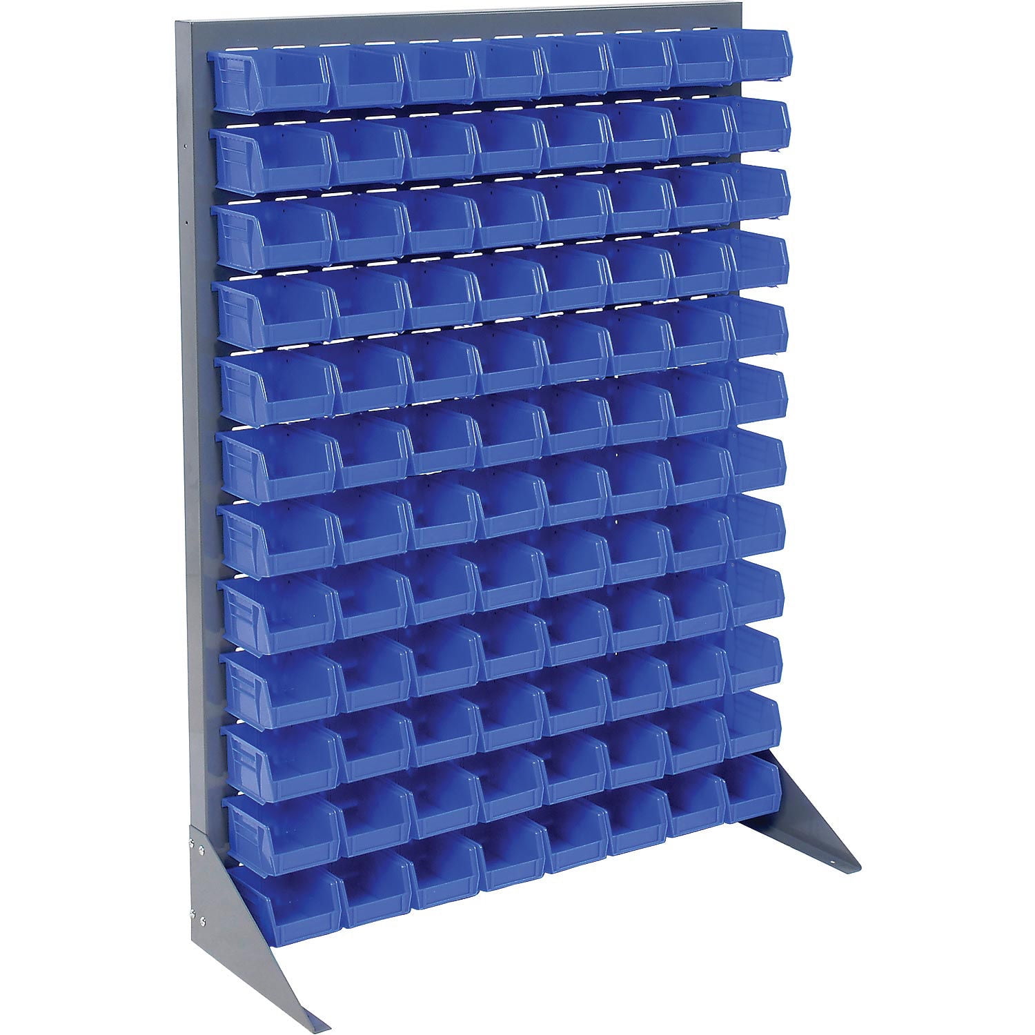 Louvered Bin Rack With (96) Blue Stacking Bins, 35"W x 15"D x 50"H ...