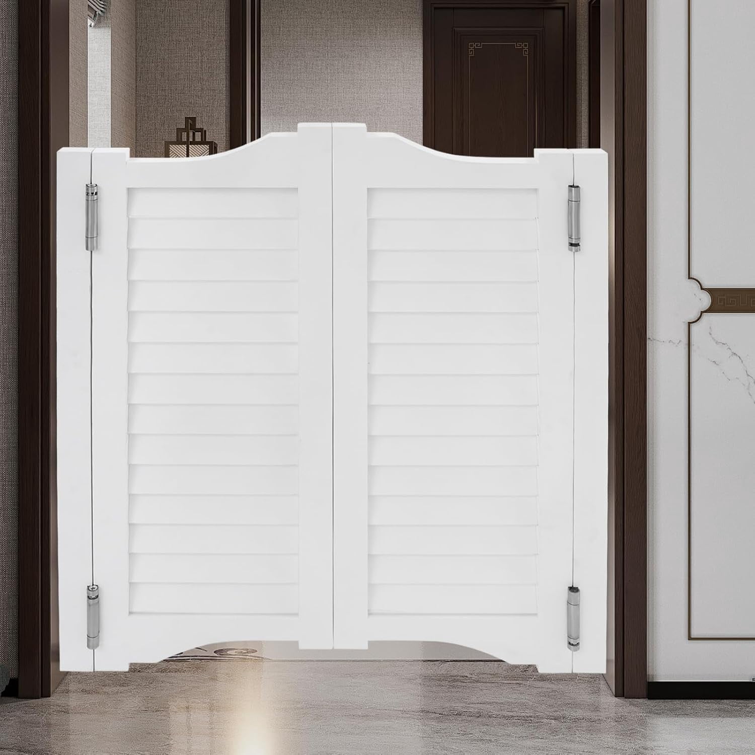 Louvered Cafe Swinging Door, Saloon Doors with Hinges Hardware, Wood ...