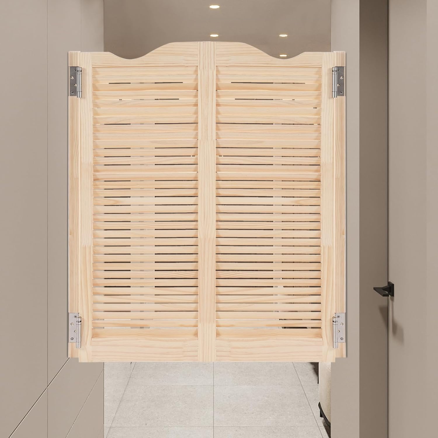 Louvered Cafe Swinging Door, Saloon Doors Swinging Solid Wood Partition ...
