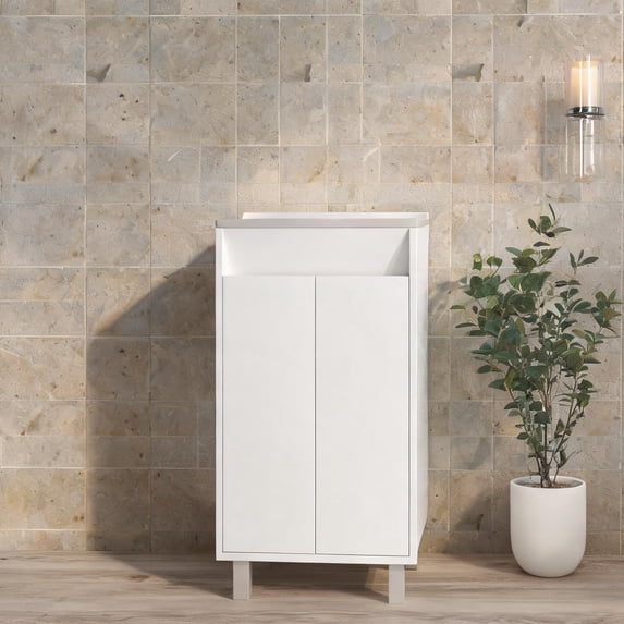 Louvered Door Bathroom Cabinet with Soft-Close Doors, Space-Saving ...
