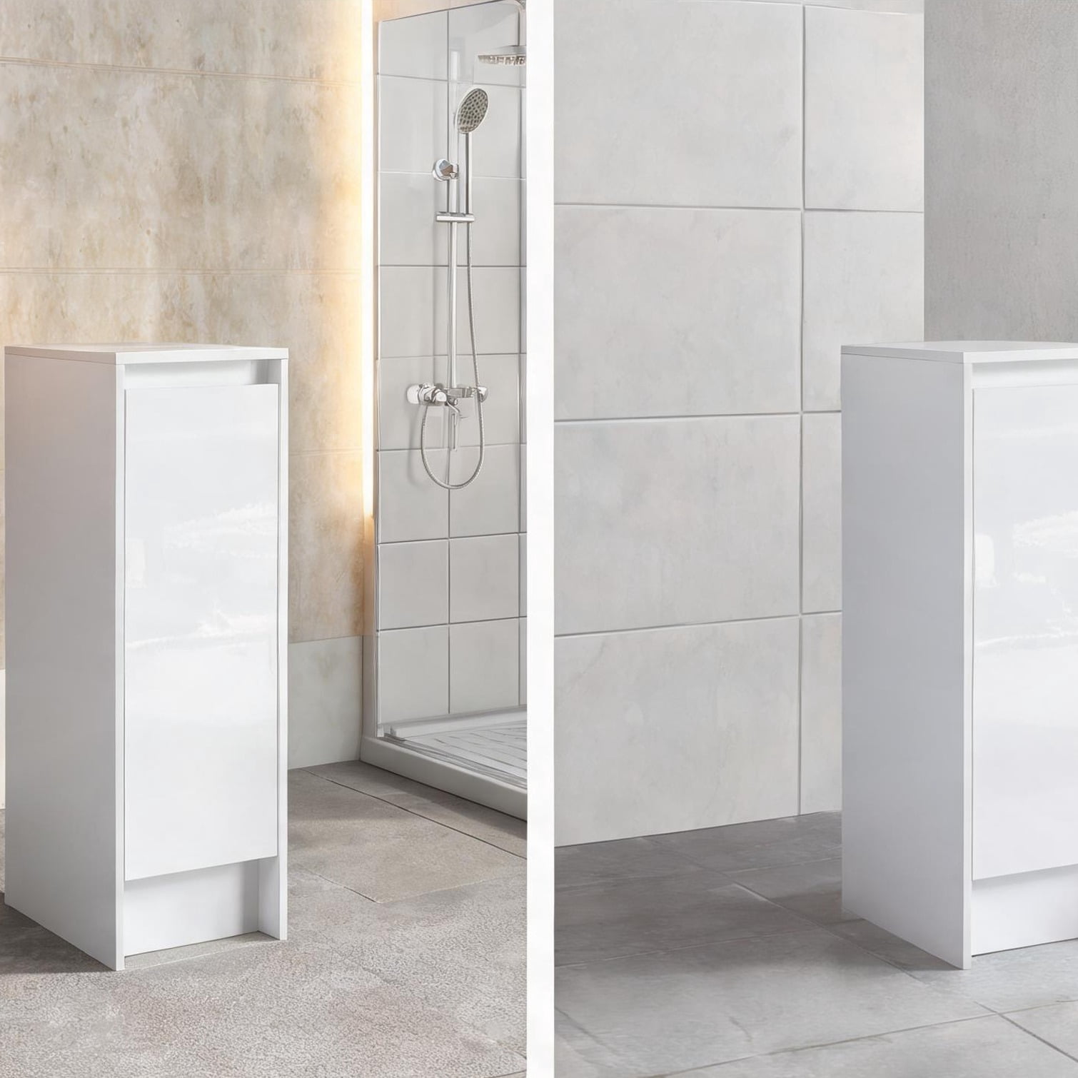 Louvered Door Freestanding Bathroom Cabinet, Soft-Close Doors, Classic ...