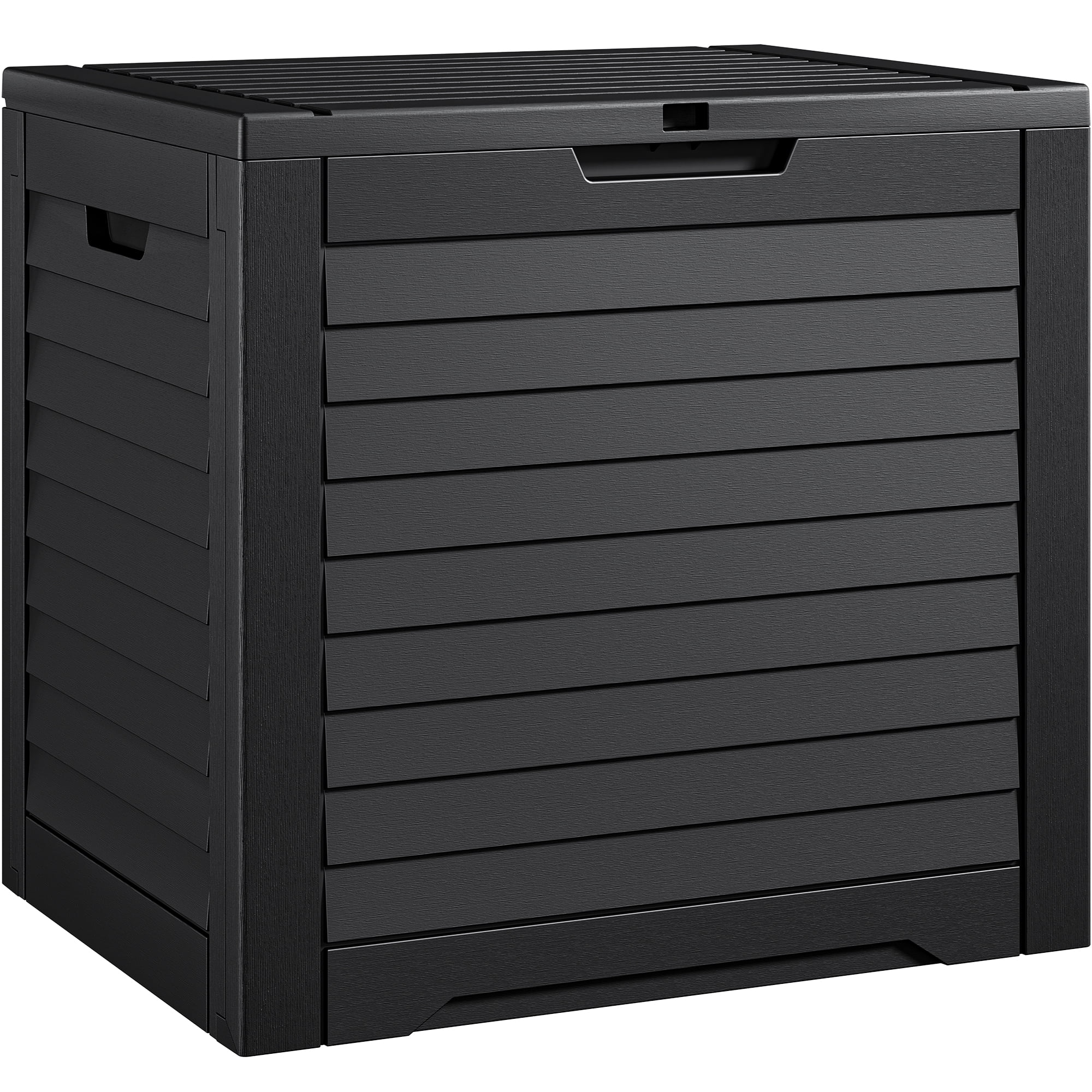 Louvered Large Deck Box, 31 Gallon Resin Outdoor Storage Box w/Lockable ...