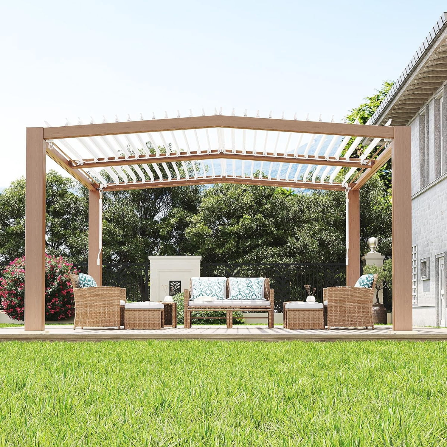 Louvered Pergola 11' x 13', Outdoor Pergola with Adjustable Louvered ...