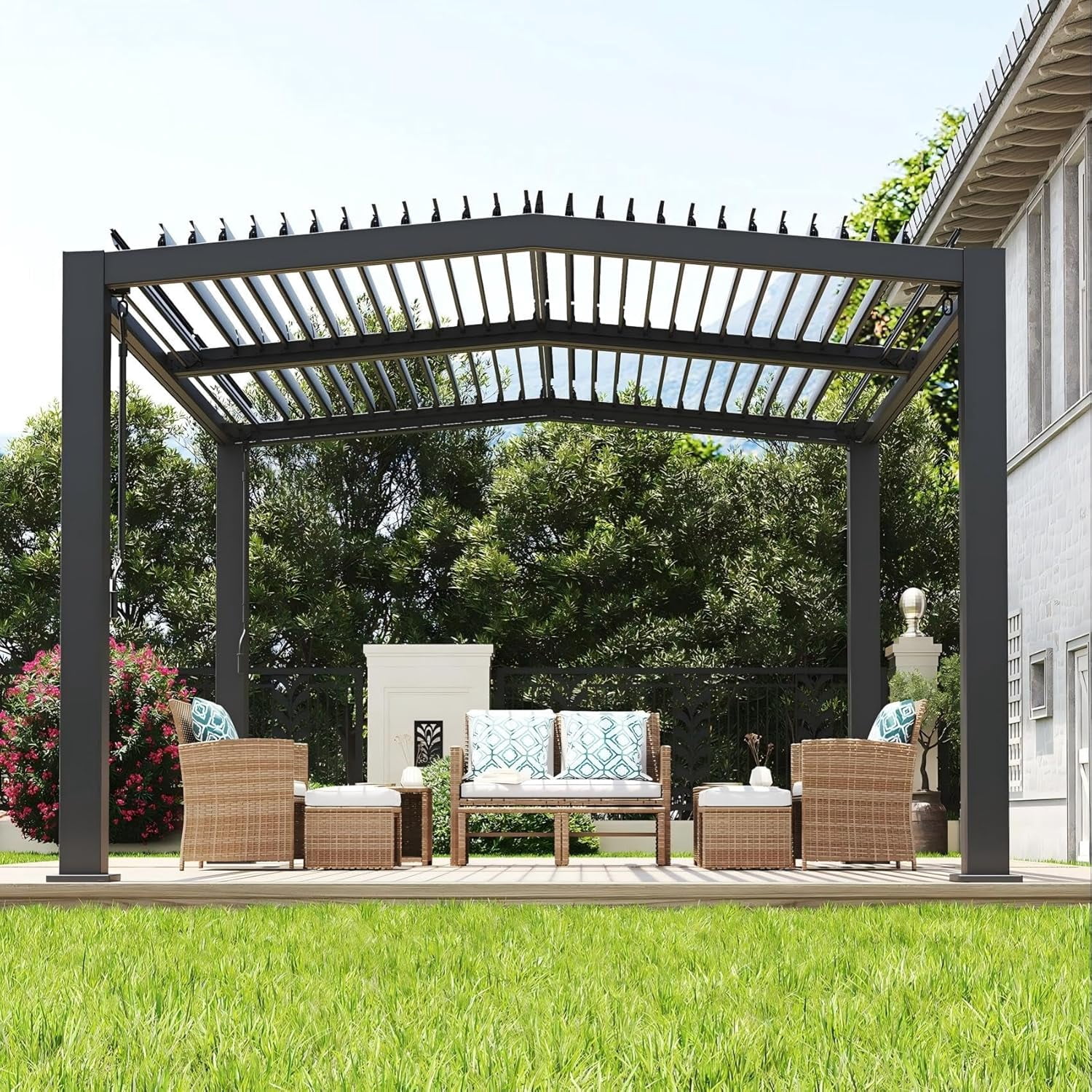 Louvered Pergola - 11'x13' Outdoor Pergolas with Adjustable Louvered ...