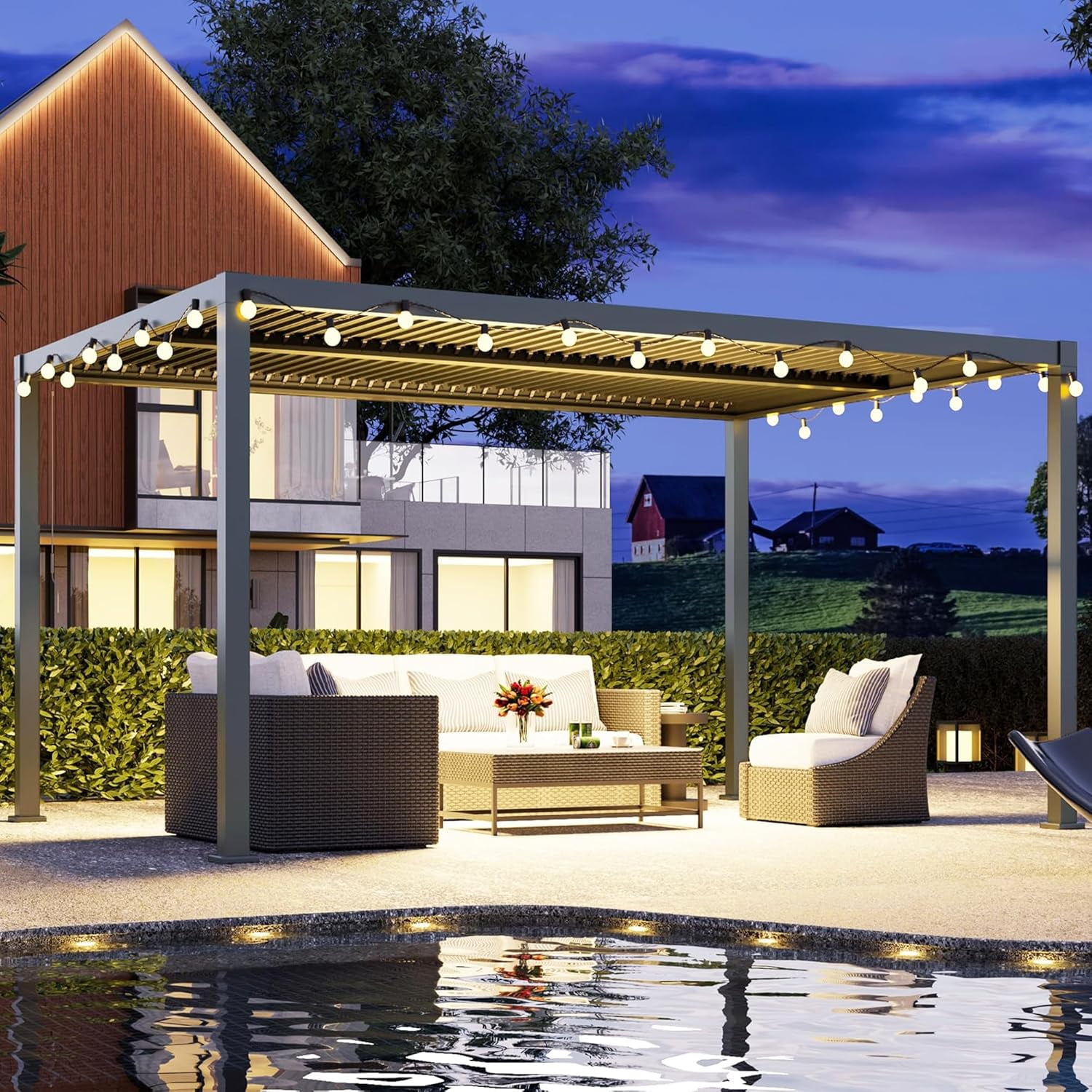 Louvered Pergola 12'x16', Full Aluminum Outdoor Pergola with Adjustable ...