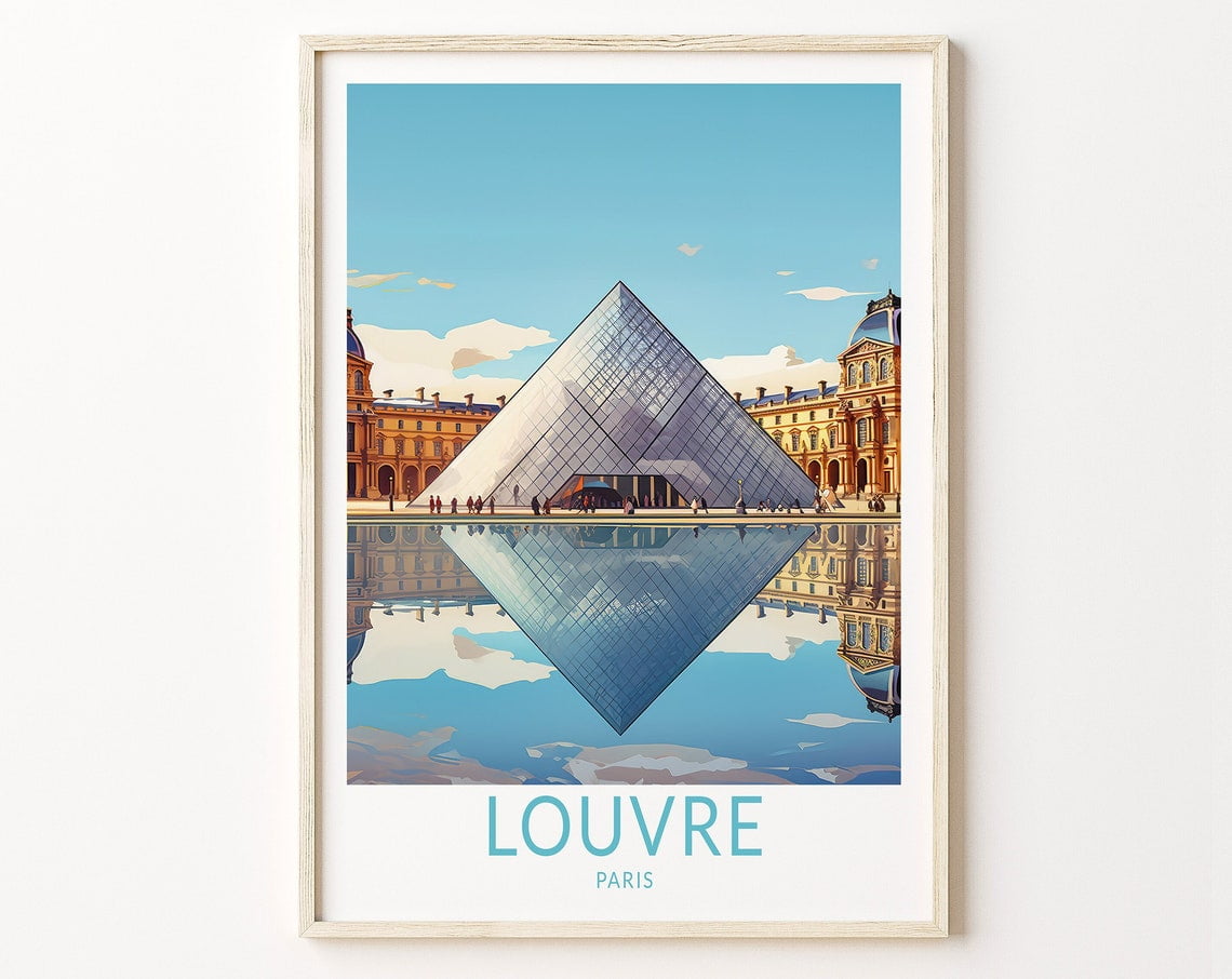 Louvre Paris Travel Print Wall Art, Louvre Paris France Travel Poster ...