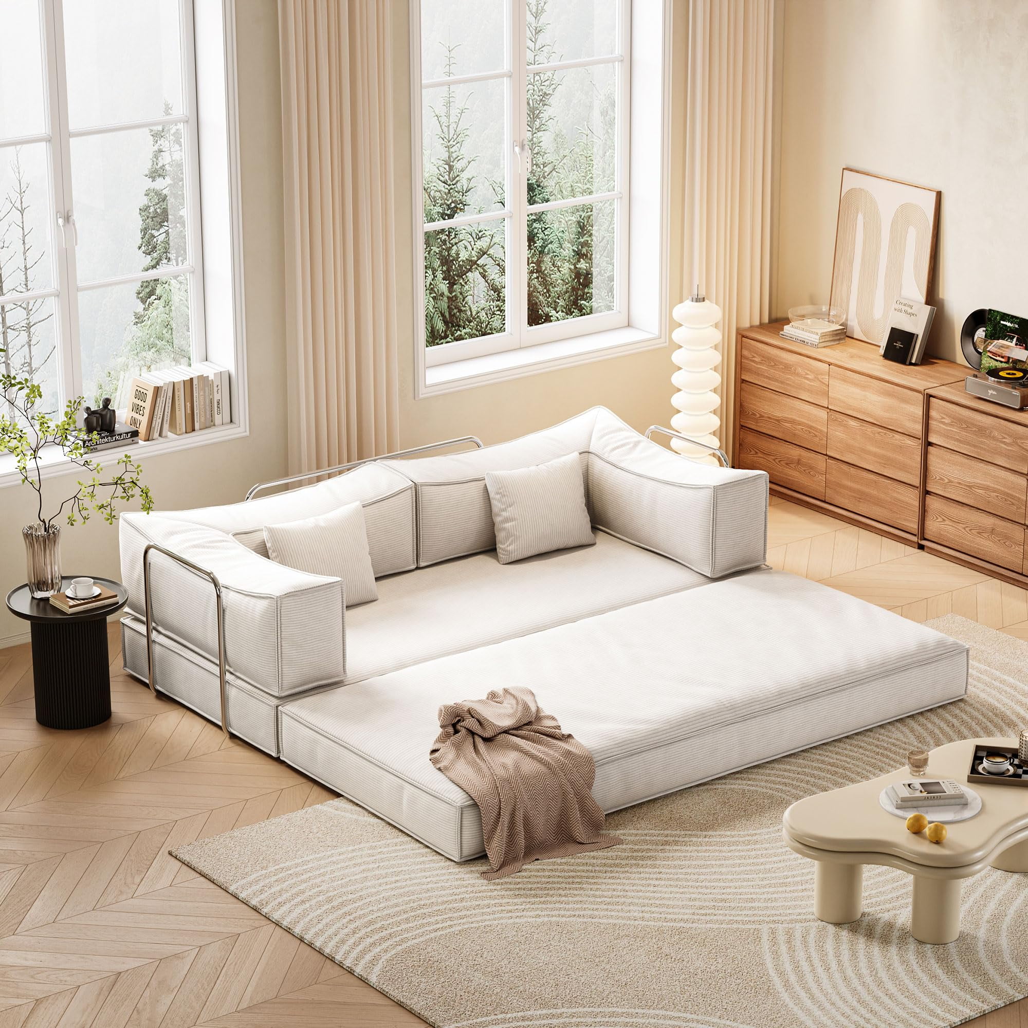 Lovableguy Chenille Folding Sofa Bed,Convertible King Size Couch Bed ...