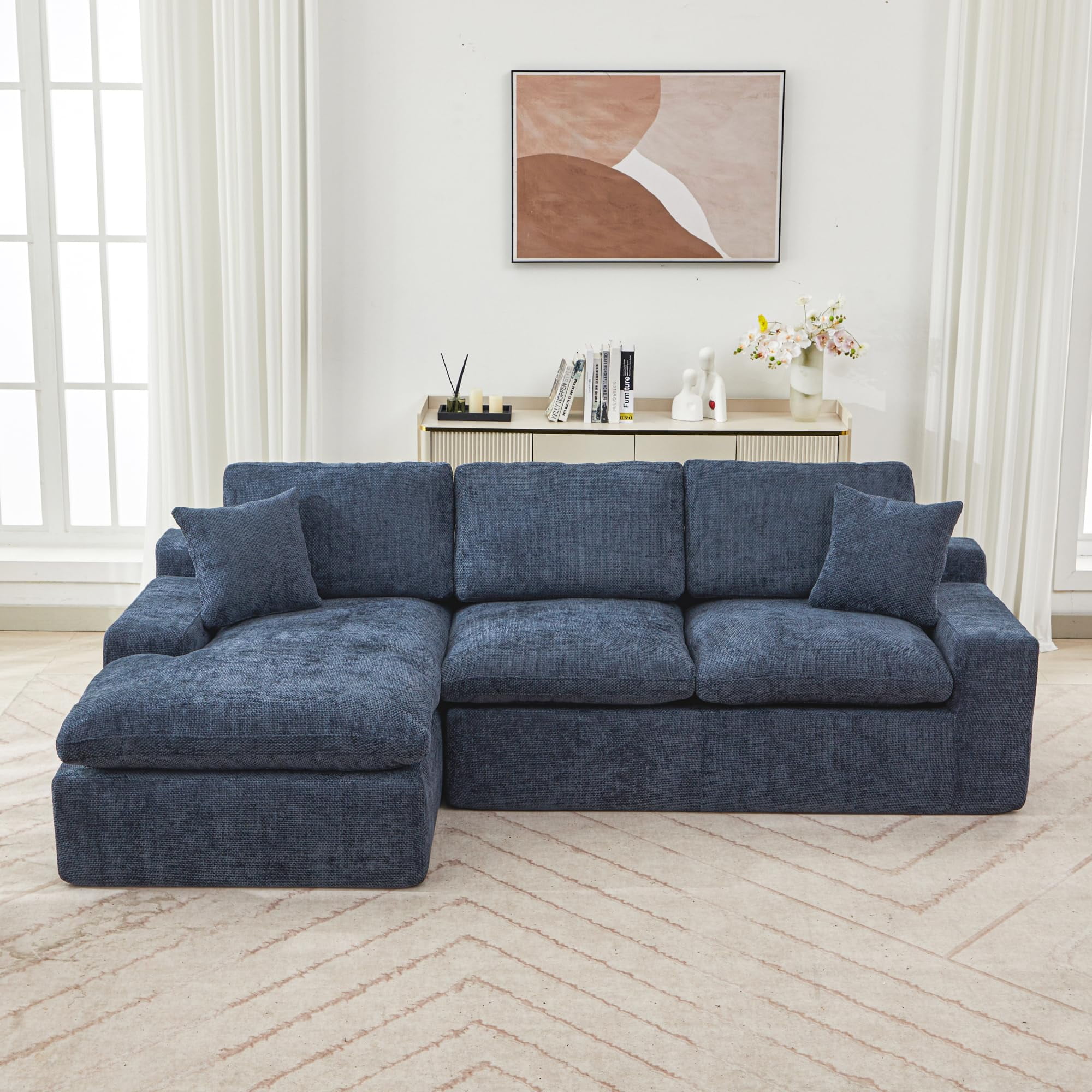 Lovableguy Chenille Oversized Modular Sectional Sofa with Chaise Lounge ...