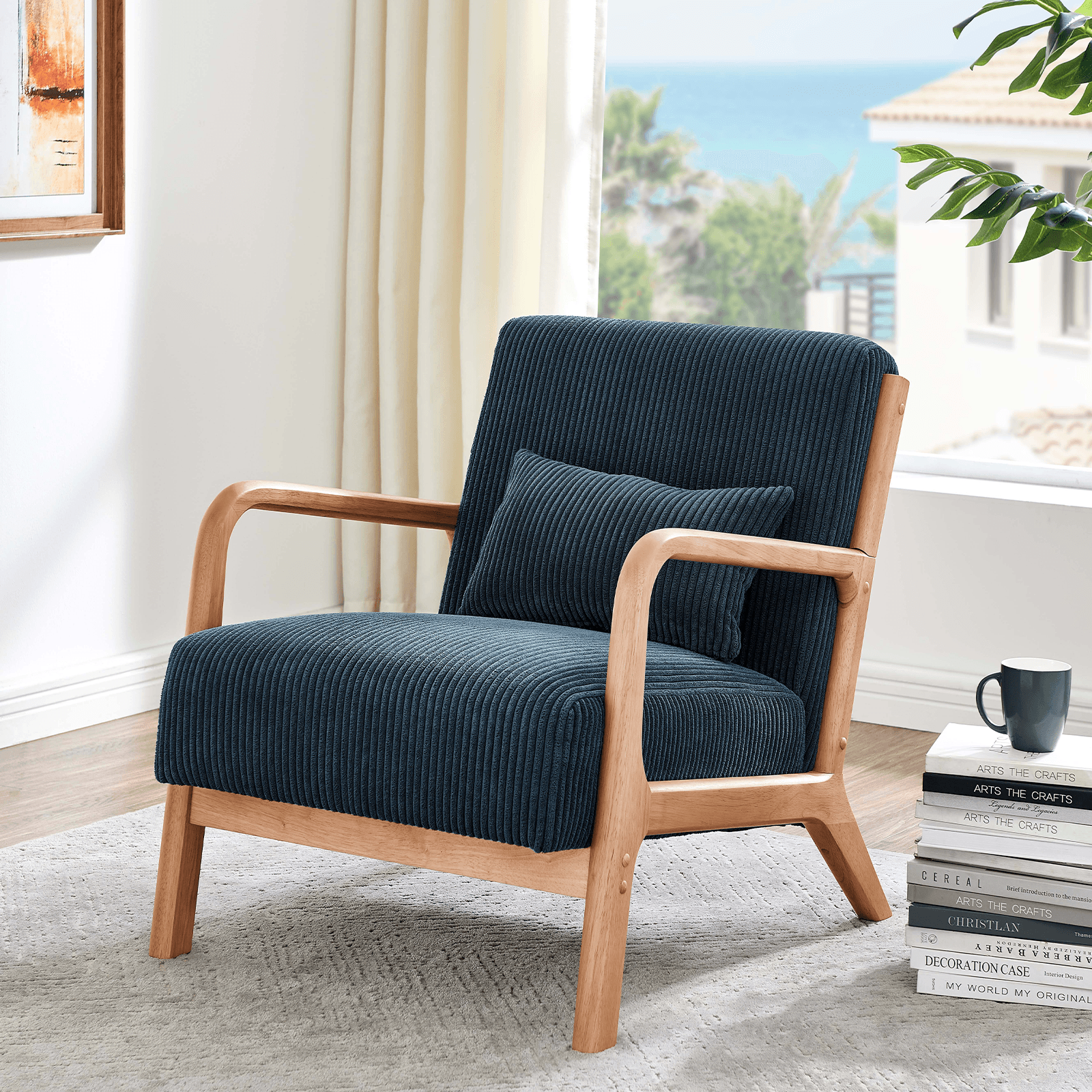 Lovableguy Modern Accent Chair,Wide Comfy Reading Chair for Adults with ...