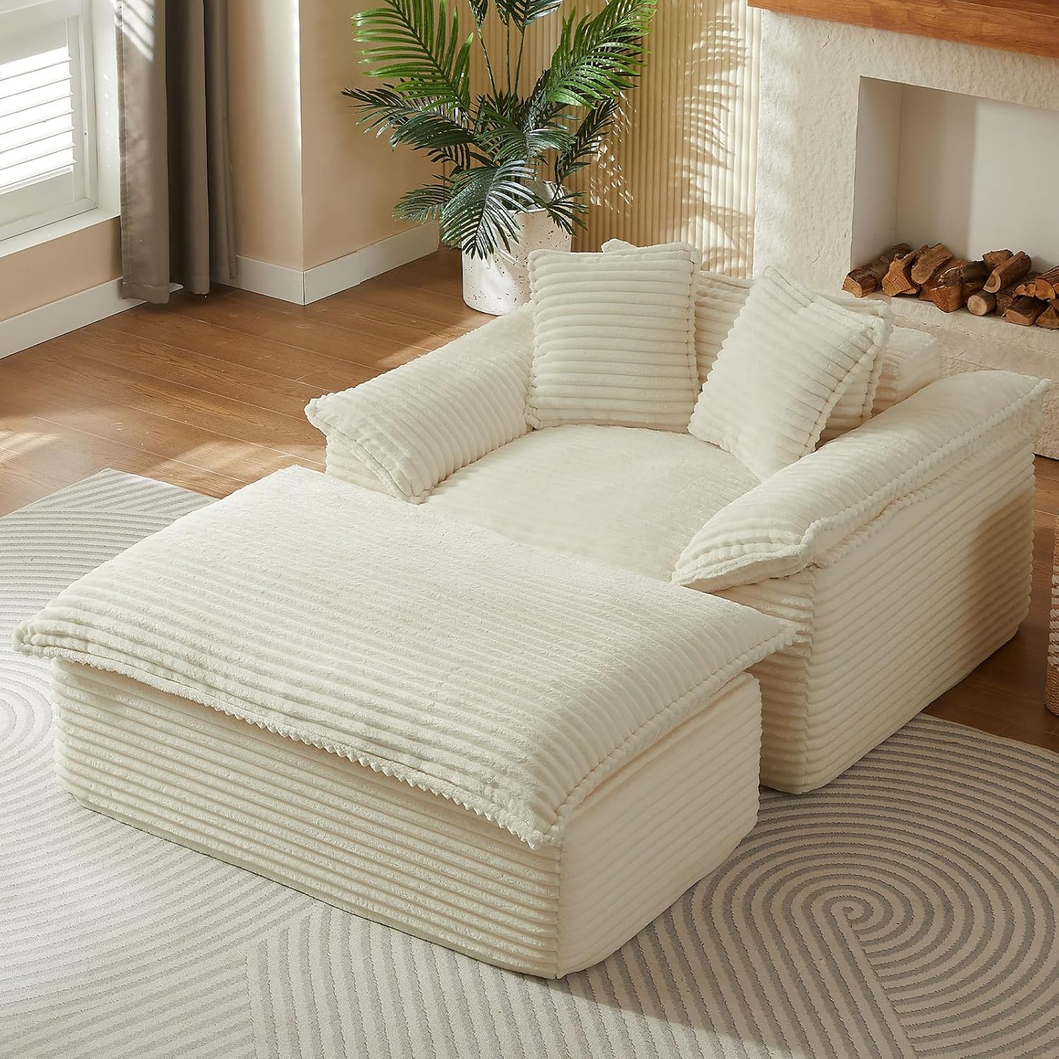 Lovableguy Modern Oversized Chaise Lounge Chair Indoor,Corduroy Deep ...