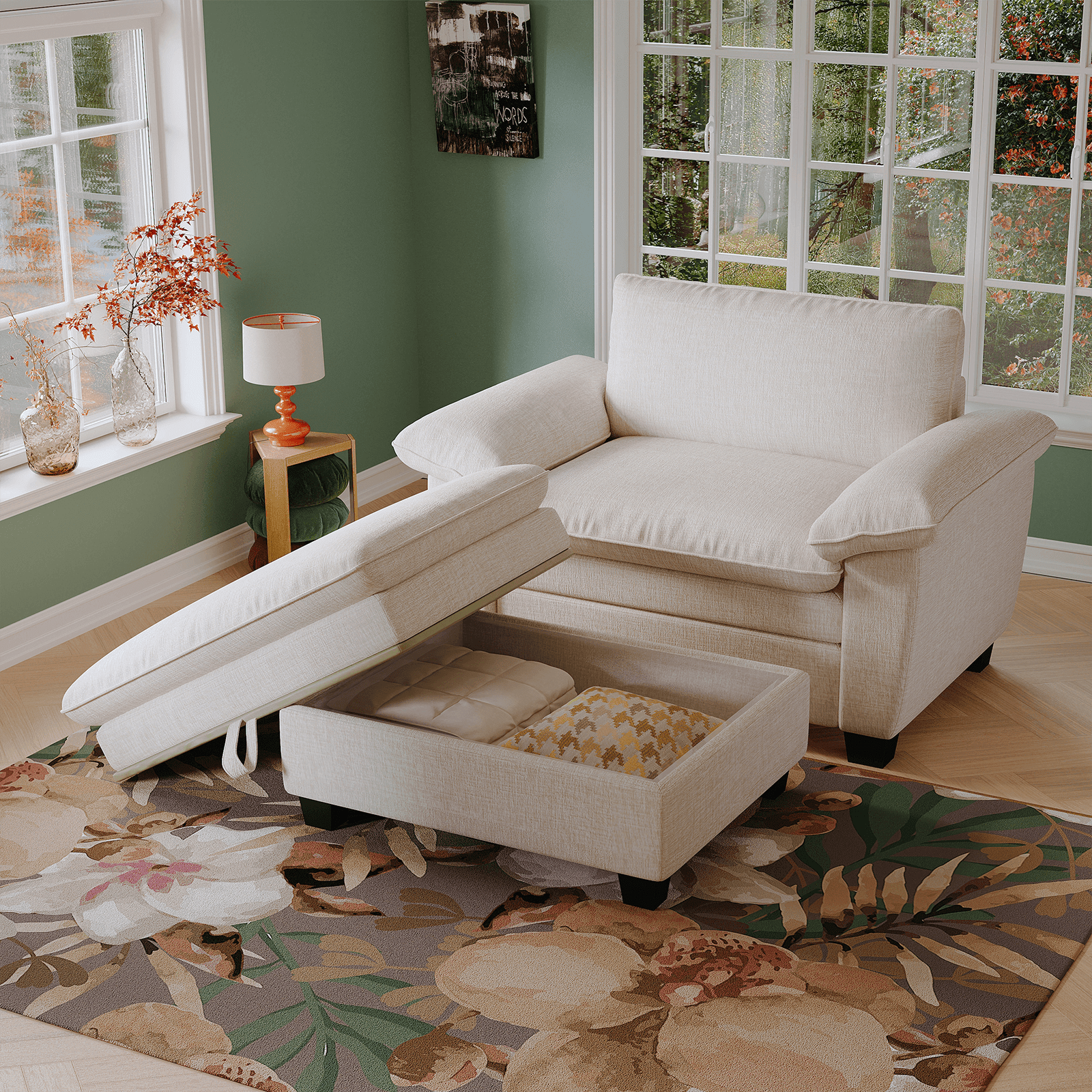 Lovableguy Oversized Chaise Lounge Chair Indoor,Chenille Armchair with ...