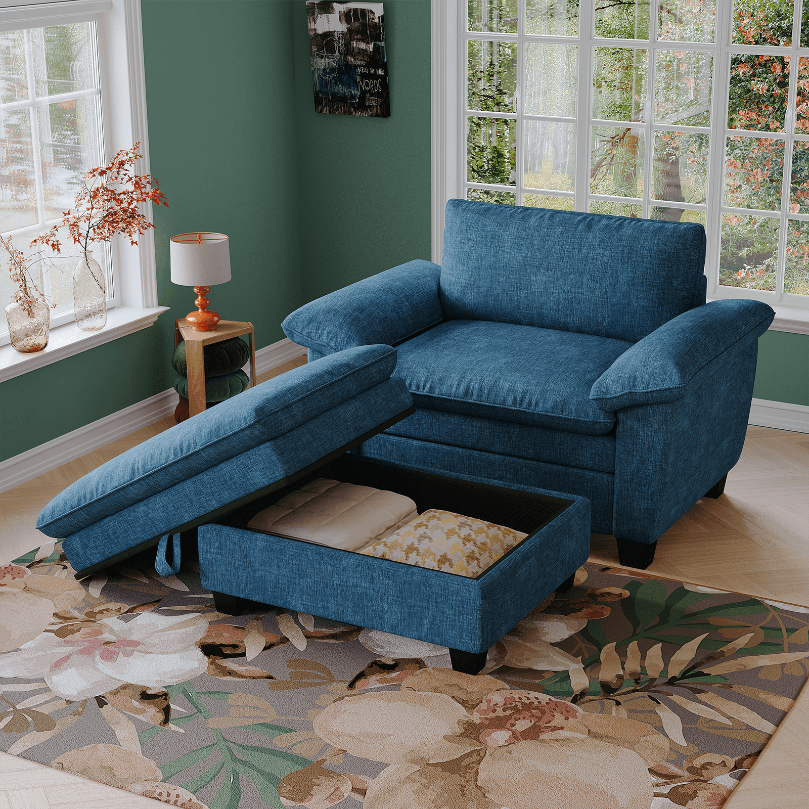 Lovableguy Oversized Chaise Lounge Chair Indoor,Chenille Armchair with ...