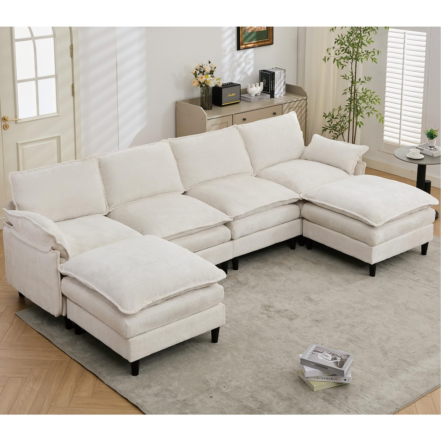 Lovableguy U Shape Modular Sectional Sofa,Modern Chenille Comfy Modular ...