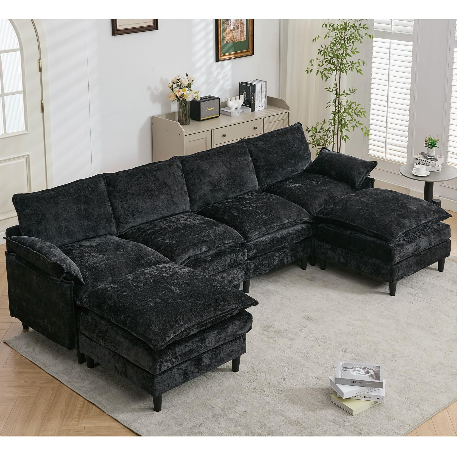 Lovableguy U Shape Modular Sectional Sofa,Modern Chenille Comfy Modular ...