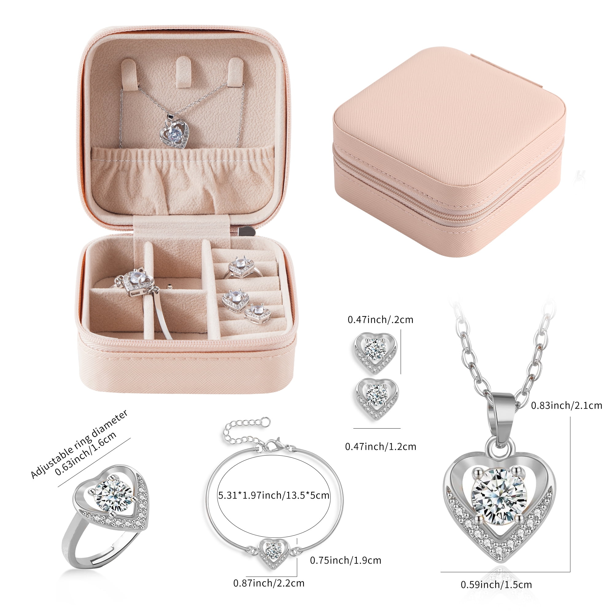 Love Accessories Jewelry Box Set Portable Pink Jewelry Storage Box With ...