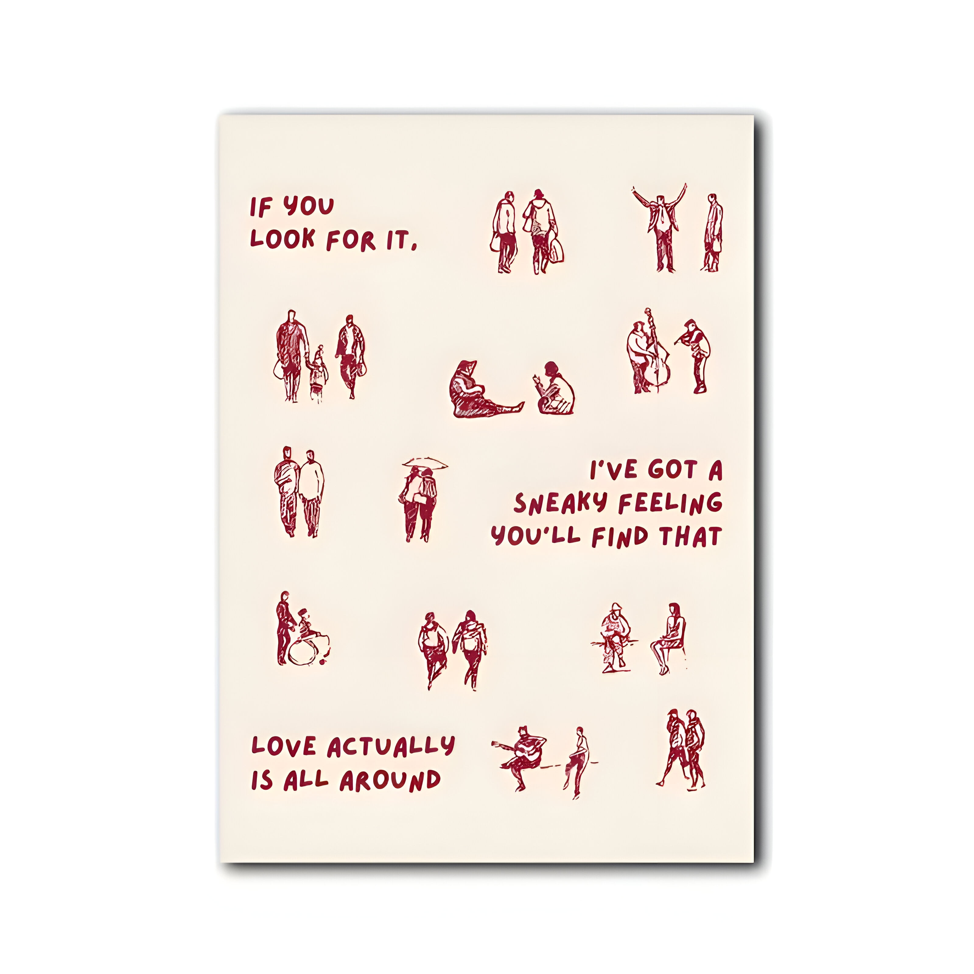 Love Actually Is All Around Quote Poster Set Wall Art Retro Minimalist ...