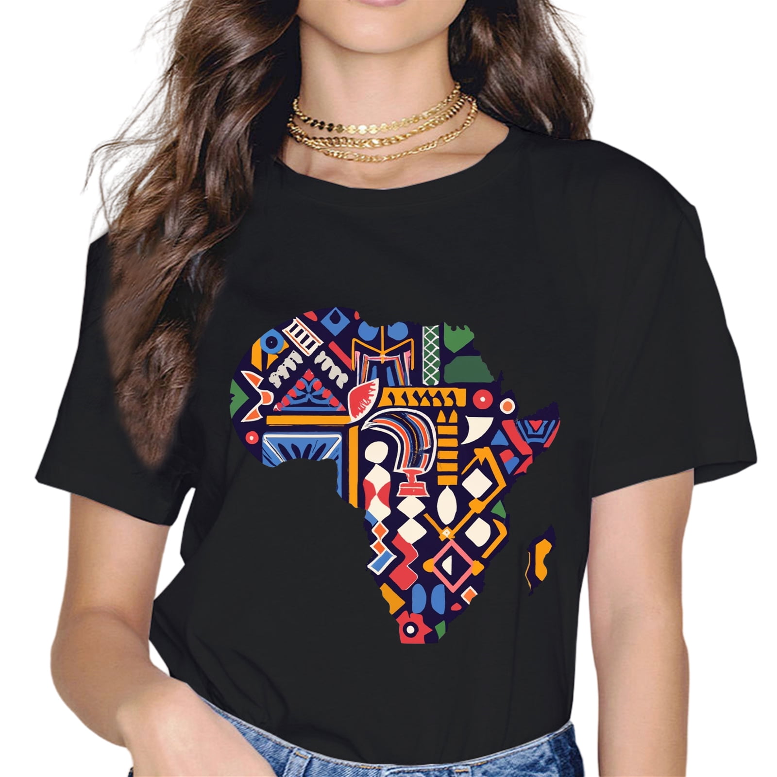 Love African pride traditional ethnic pattern Africa map T-Shirt ...