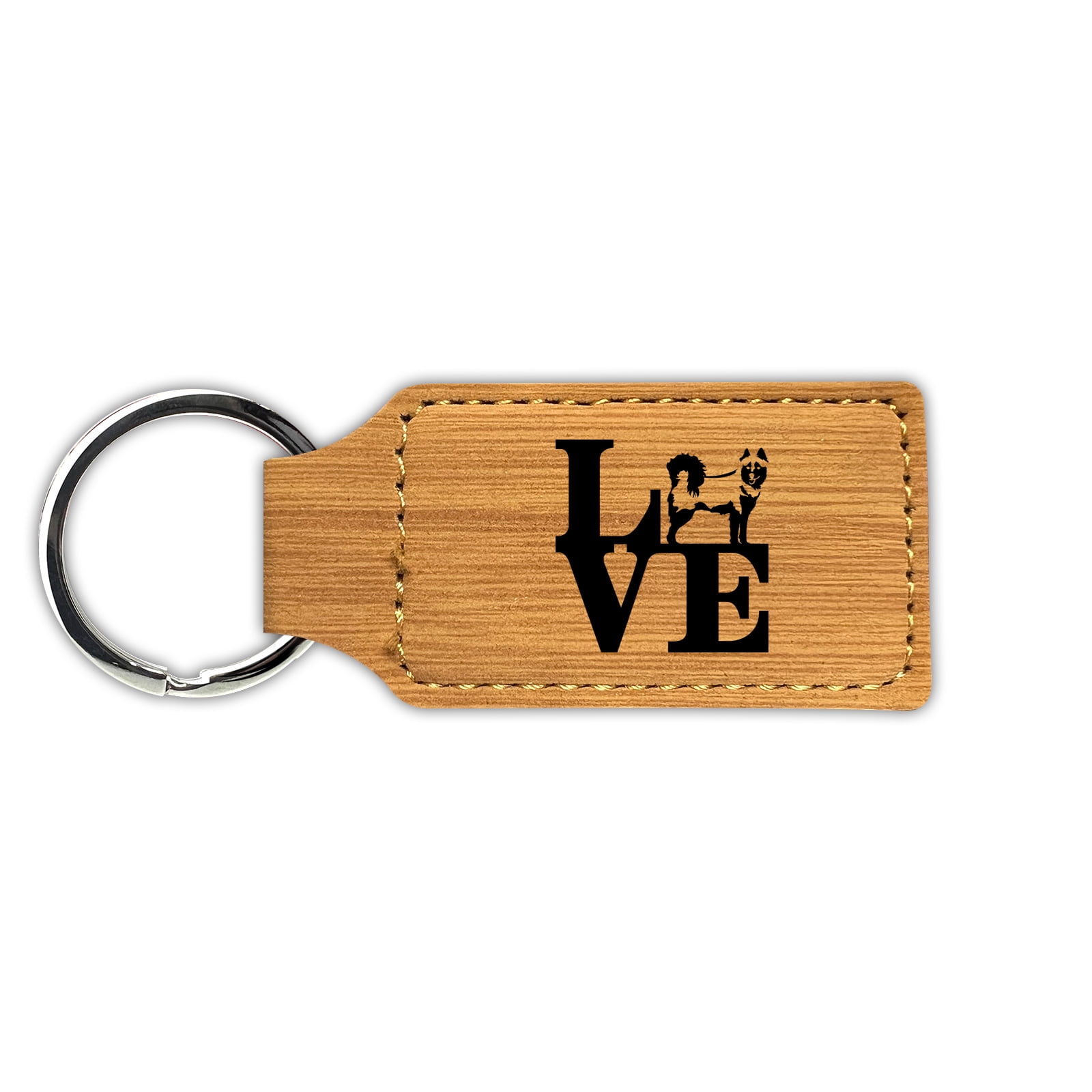 Love Alaskan Klee Kai Keychain Leatherette Rectangle - Laser Engraved ...
