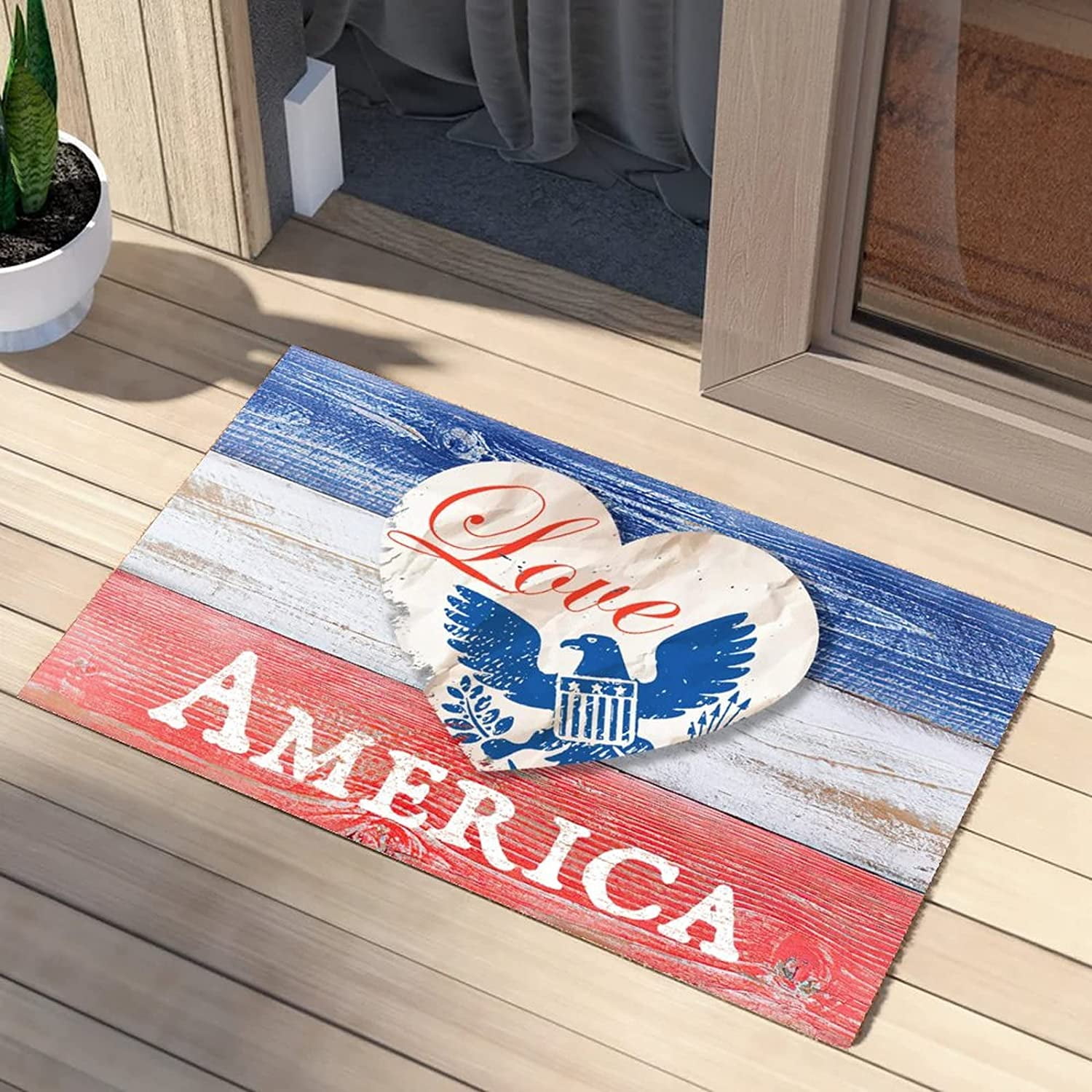 Love American Coconut Coir Mat American Independence Day 4th of July ...