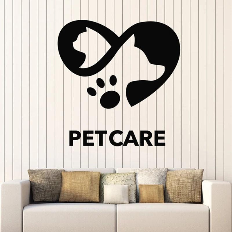 Love Animals Friendship Dog Cat Wall Sticker Pet Care Wall Decal ...