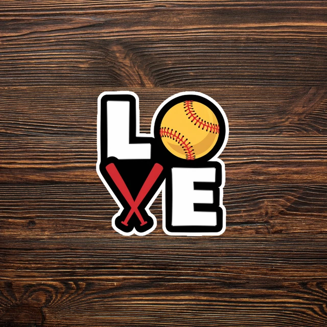 Love Baseball Softball Sports Fan Sticker For Cars, Laptops, Water ...