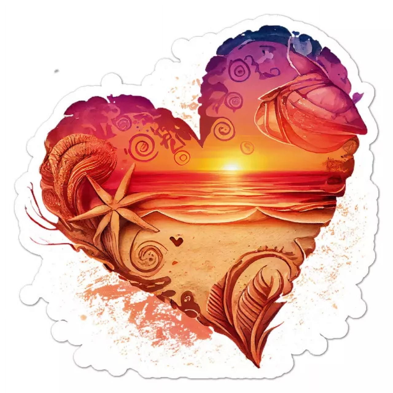 Love Beach Sunset Sticker Indoor Outdoor Phone Decal Water Bottle ...