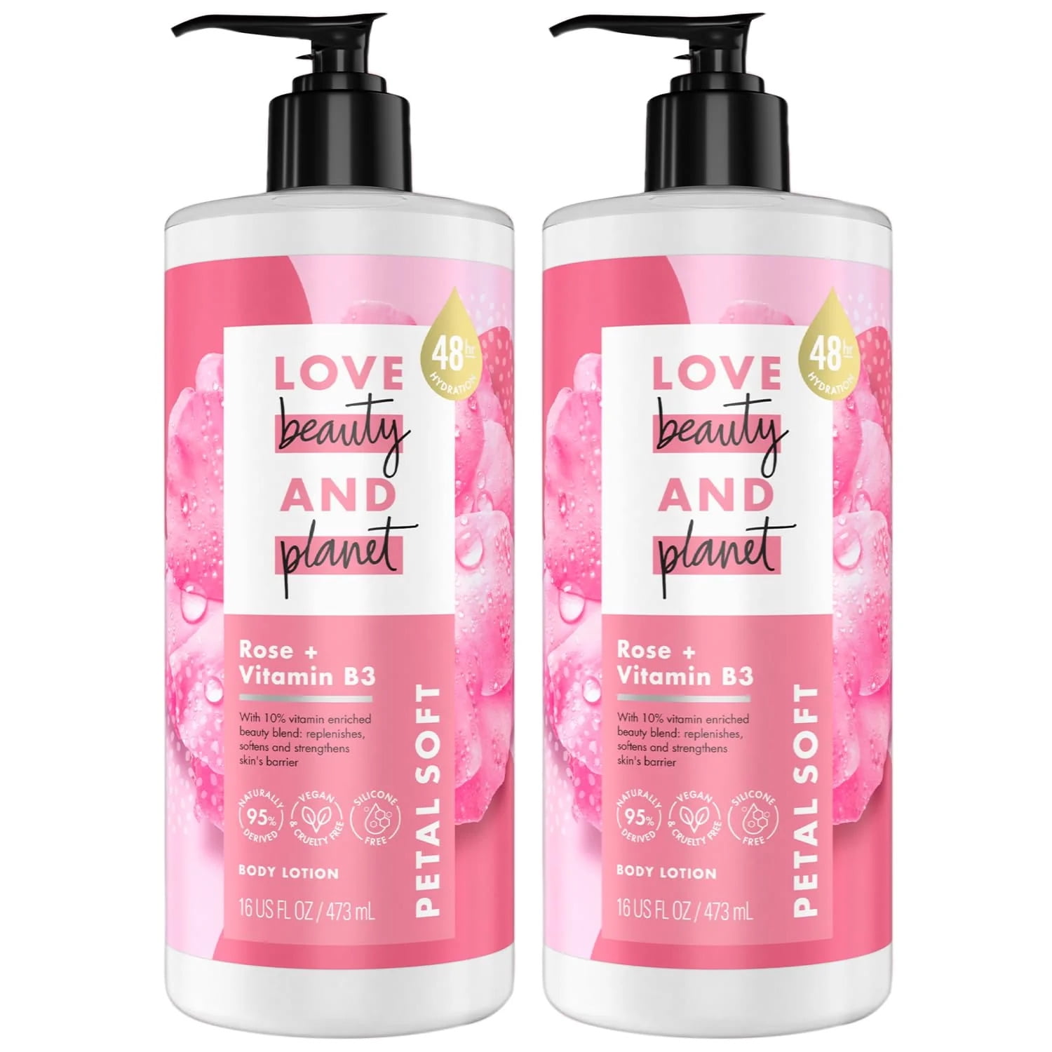 Love Beauty and Planet Lotion - Moisturizing Rose Lotion + Vitamin B3 ...
