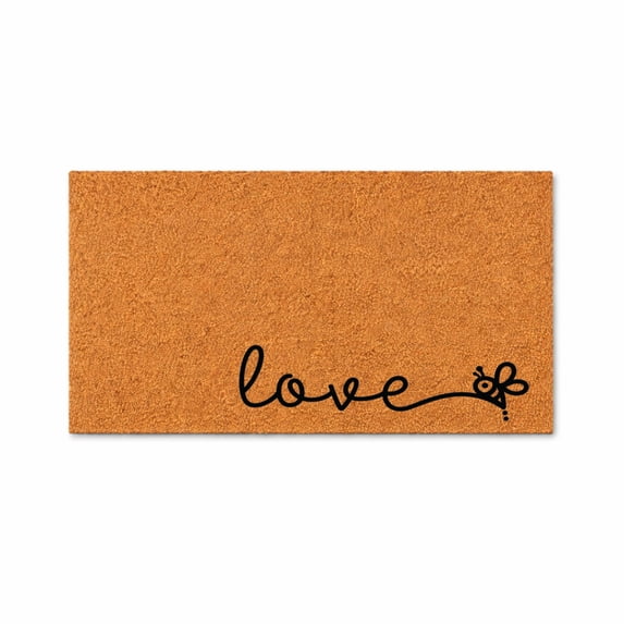 Love, Bee Line Design Doormat - Brown Coir PVC Outdoor Doormat (24x48 ...