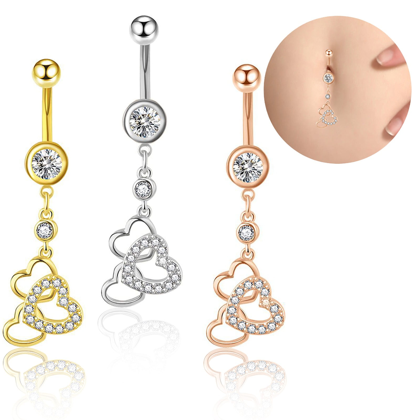 Love Belly Button Rings Steel Gold Belly Button Rings Navel Barbell ...