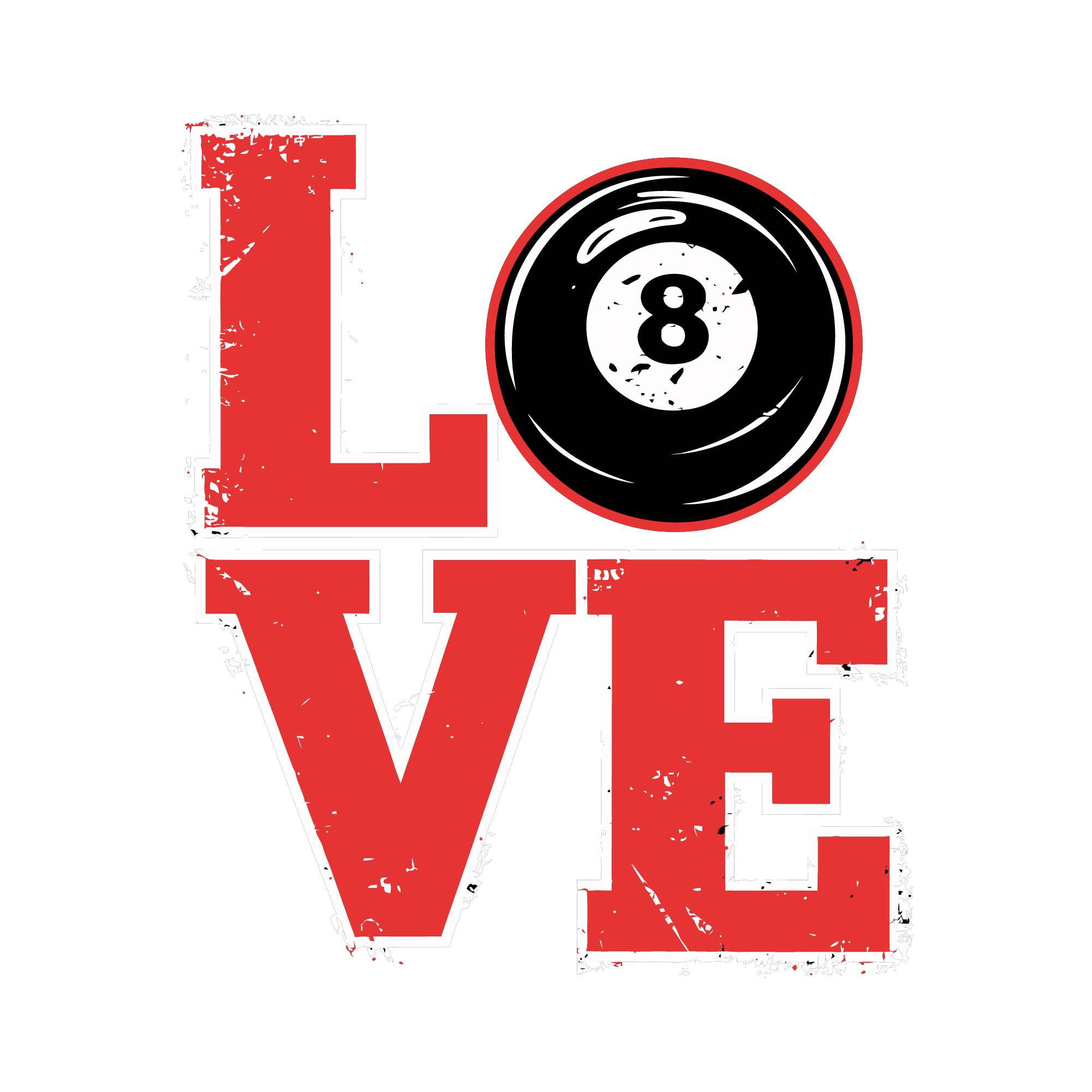 Love Billiard Ball Love Sign Devoted Playful Sports Wall Art Sticker ...
