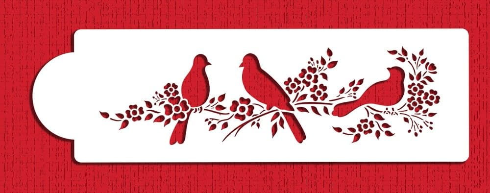 Designer Stencils Love Birds Side Cake Stencil, 3.5 x 12.3 inches ...